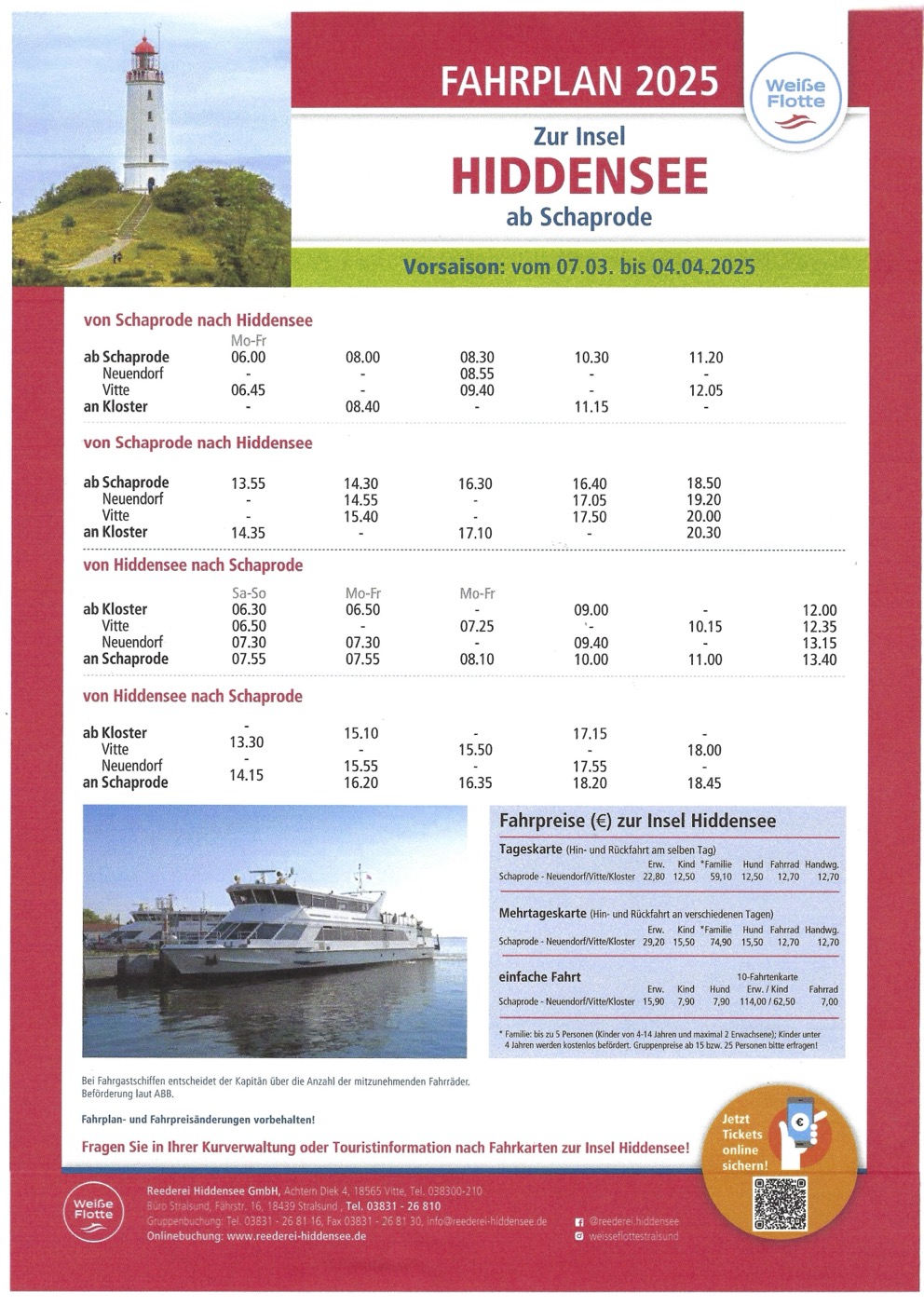 Hiddensee Fähre Fahrplan – Abfahrt, Preise & Buchung